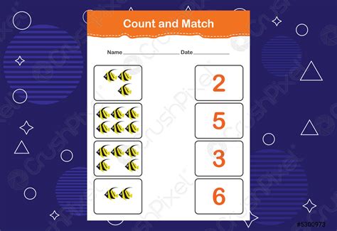 count and match with the correct number matching education game stock