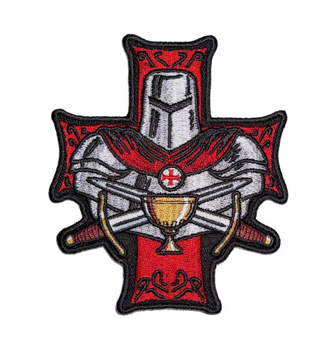 Templar Holy Grail Christian Crusader Small Embroidered Biker Patch Leather Supreme