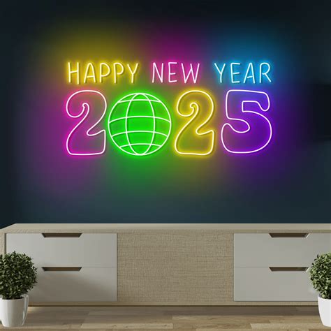 Craftnamesign Happy New Year 2025 Neon Light Wall Art New Year Led