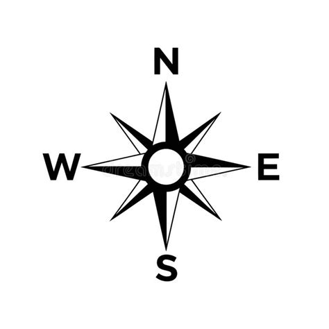 Vector Art Of A Black Compass Rose With The Cardinal Directions