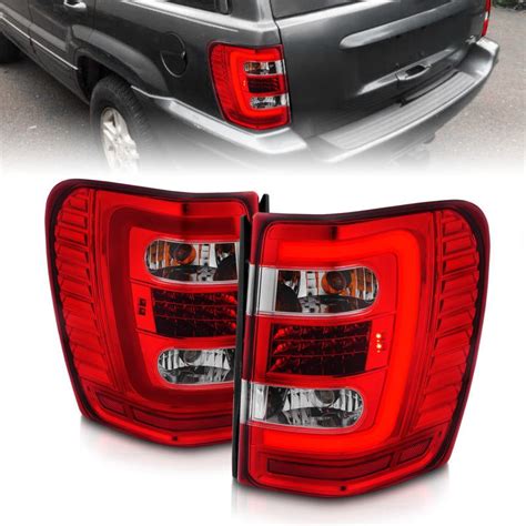 Anzo 1999 2004 Jeep Grand Cherokee Led Tail Lights W Light Bar Chrome