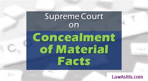 Supreme Court On Concealment Of Material Facts