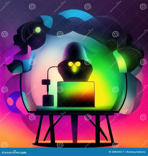 Generative Ai Hacker In A Dark Room Surrounded By Multiple Screens And Typing On A Keyboard