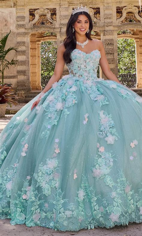 Princesa By Ariana Vara Pr30133 Strapless Floral Detailed Volume Gown