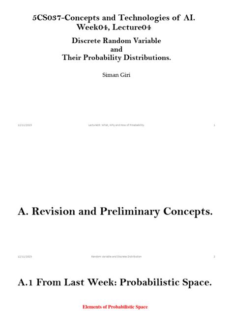 random variable and discrete distribution lecture 04 pdf