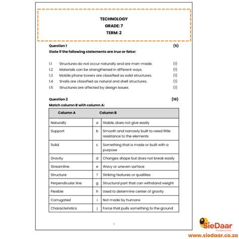 Grade 7 Technology Term 2 Test Paper With Memorandum • Teacha