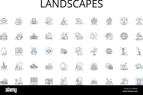 Landscapes Line Icons Collection Efficiency Focus Time Management