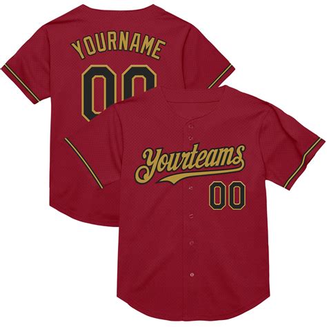 Custom Maroon Throwback Baseball Jersey Black Old Gold Mesh Authentic