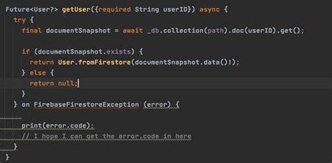 How To Get Firebase Firestore Exception Code On Flutter Stack Overflow
