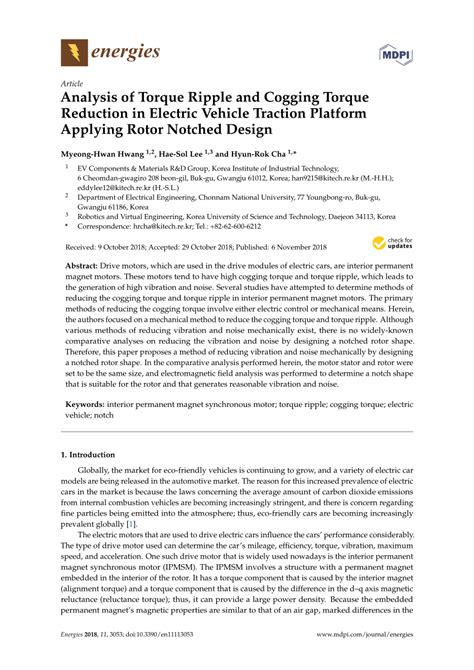 Pdf Analysis Of Torque Ripple And Cogging Torque Reduction In Electric Vehicle Traction