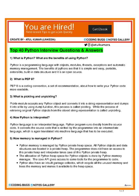 Top 45 Python Interview Que And Ans Top 40 Python Interview Questions