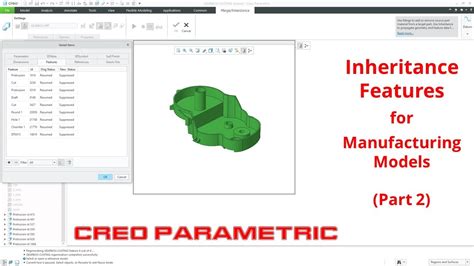 Creo Parametric - Inheritance Features for Machining Models (Part 2 ...