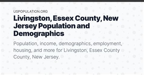 Livingston Essex County New Jersey Population Income Demographics