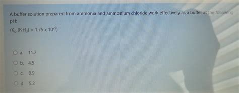 solved a buffer solution prepared from ammonia and ammonium