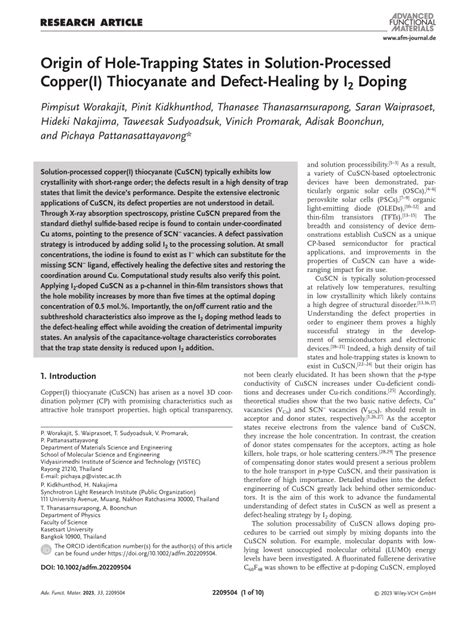 Origin Of Hole‐trapping States In Solution‐processed Copper I