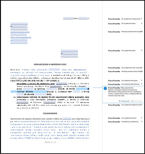 O Wiadczenie O Obni Eniu Ceny Z Tytu U R Kojmi Wraz Z Wezwaniem Do Zap Aty Pomoc Prawnika