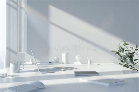 Modern Workspace With Notebook Office Desktop Businessman Work Desk