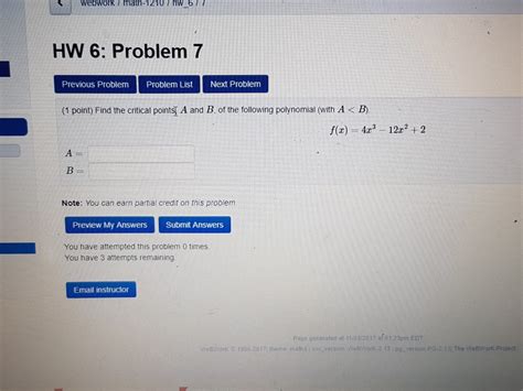 solved webwork math 1210 7 hw 67 hw 6 problem7 previous