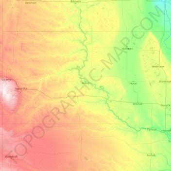 South Dakota Topographic Map Elevation Terrain