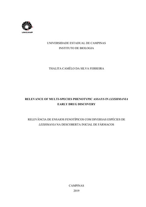 Pdf Relevance Of Multi Species Phenotypic Assays In Leishmania Early Drug Discovery