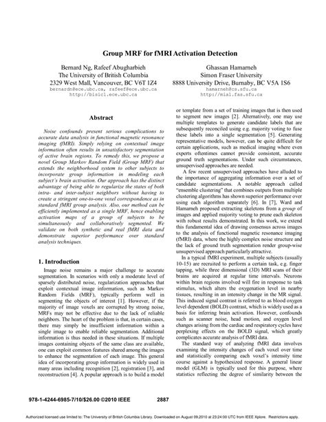 Pdf Group Mrf For Fmri Activation Detection