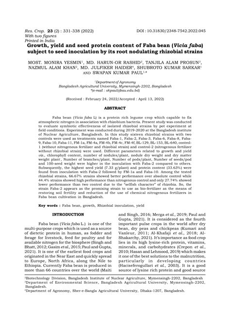 Pdf Growth Yield And Seed Protein Content Of Faba Bean Vicia Faba