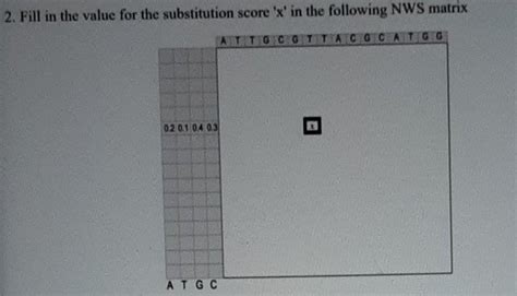 2 Fill In The Value For The Substitution Score X