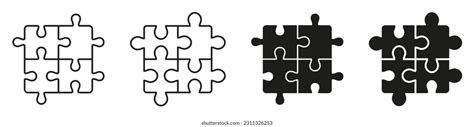 Jigsaw Puzzle Pieces Connection Line Pattern Stock Vector Royalty Free 2140868663 Shutterstock