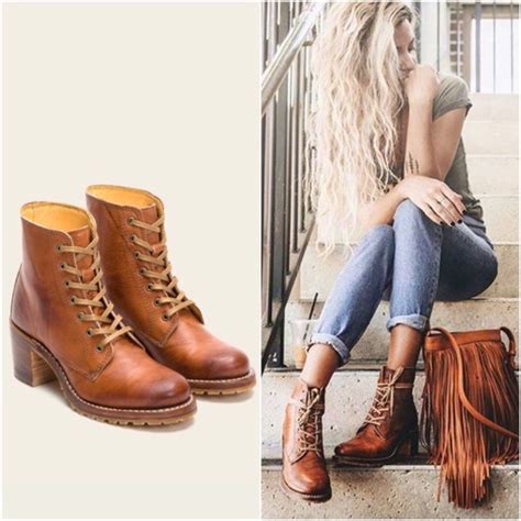 Rare Frye Sabrina 6g Lace Up Genuine Cognac Leather Classic Combat