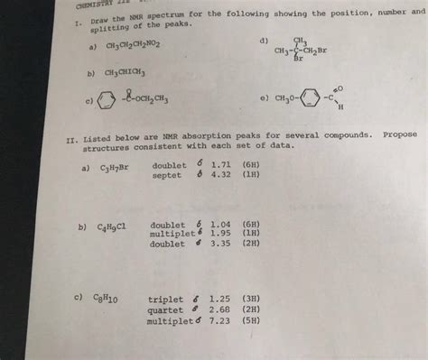 Solved Draw The NMR Spectrum For The Following Showing The Chegg
