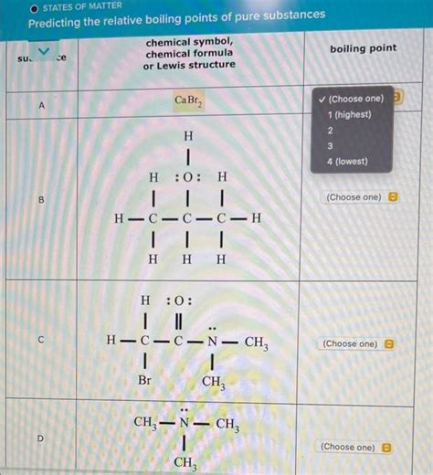 solved o states of matter predicting the relative boiling