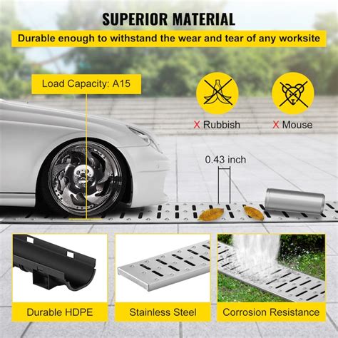 VEVOR Driveway Trench Drain System 5-Pack 5-Count Drain Cleaner Drop-In Tablet ...