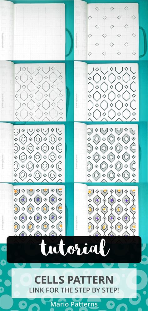 How To Draw Geometric Cells Pattern Step By Step Doodle Tutorial Graph Paper Designs Graph