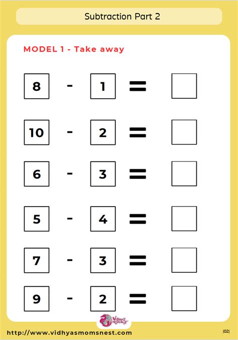 Math Subtraction Level 2 Vidhyas Momsnest
