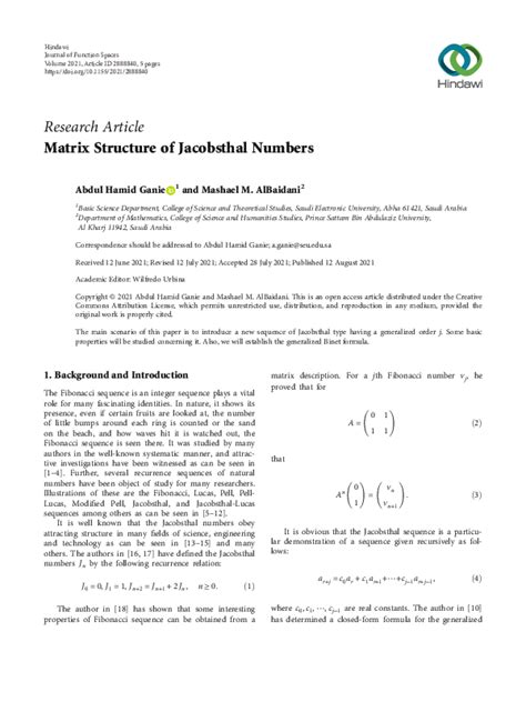 Pdf Matrix Structure Of Jacobsthal Numbers