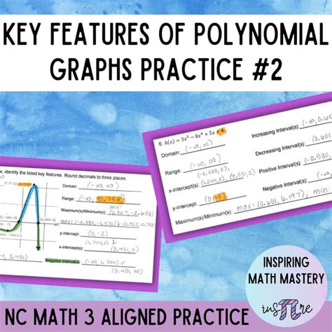 Key Features Of Polynomial Functions And Graphs Practice Worksheet 2
