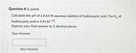 Solved Calculate The PH Of A M Aqueous Solution Of Chegg Com