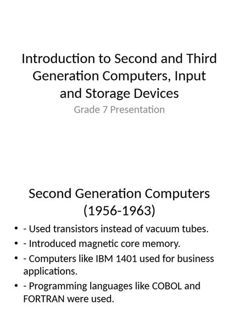 Second And Third Generation Computers Overview Pdf
