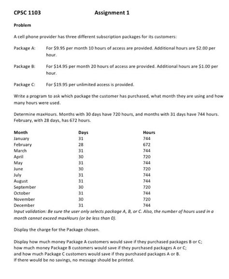solved cpsc 1103 assignment 1 problem a cell phone provider