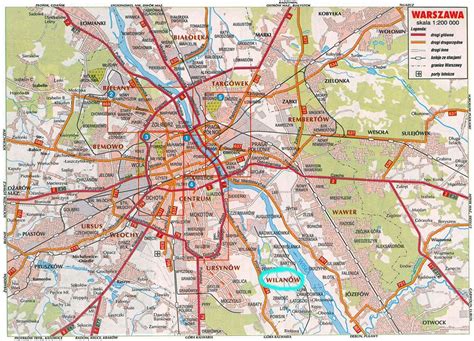 Road Map Of Warsaw City Warsaw Poland Europe Mapsland Maps Of