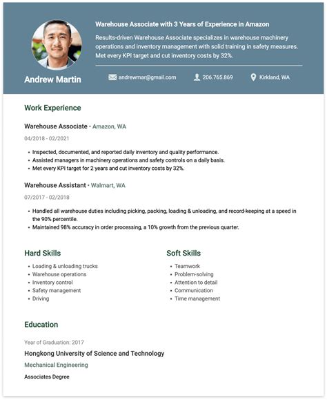 Warehouse Worker Resume Examples And Tips Cakeresume