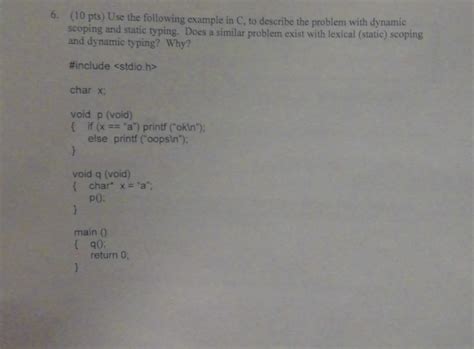 Solved Use The Following Example In C To Describe The