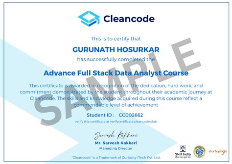advanced full stack data analyst program by cleancode fees syllabus