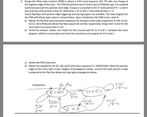 solved 3 design the finite state machine fsm to detect a