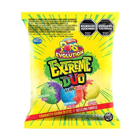 Mister Pops Evolution Extreme Duo Tangy Lollipops With Chewy Bubblegum