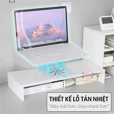 Kệ Laptop Gỗ Tản Nhiệt Topv Kệ Máy Tính để Bàn Giá đỡ Laptop Nâng Pc 1