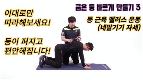 굽은 등 이렇게만 따라해보세요 등이 펴지고 편안해집니다 굽은 등 운동법 등 근육 밸런스 운동 네발기기 자세 굽은 등 자가 진단법 Youtube