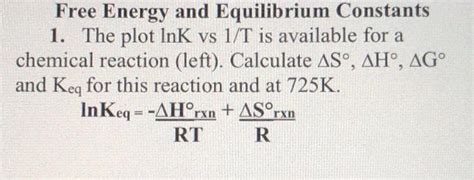 Free Energy and Equilibrium Constants 1. The plot lnK | Chegg.com