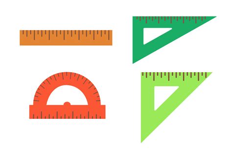 Set Of School Rulers Ruler Triangle Rulers Protractor School Craft Art Supply Flat Cartoon