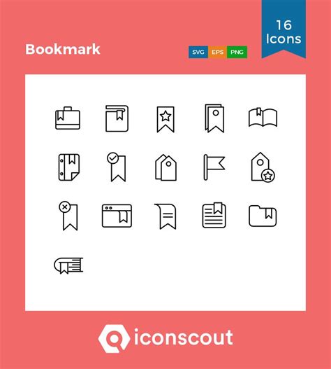 Bookmark Icon Pack 16 Line Icons